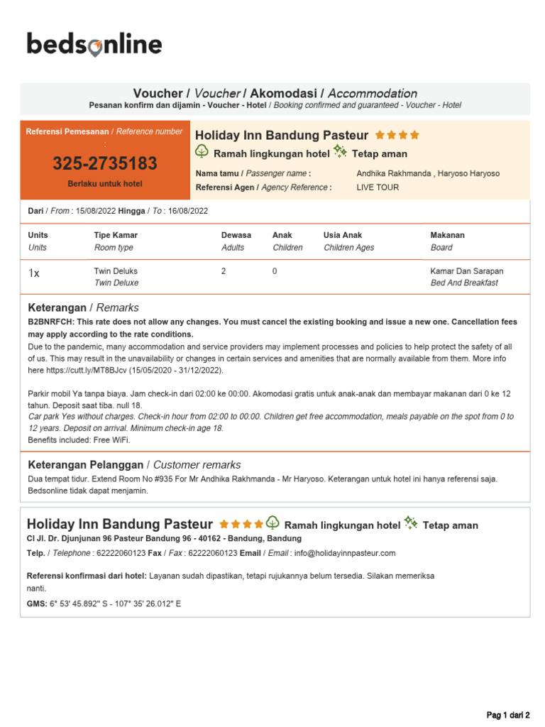 Voucherhotel325-2735183 1660525677149 | PDF | Hospitality Industry | Hotel