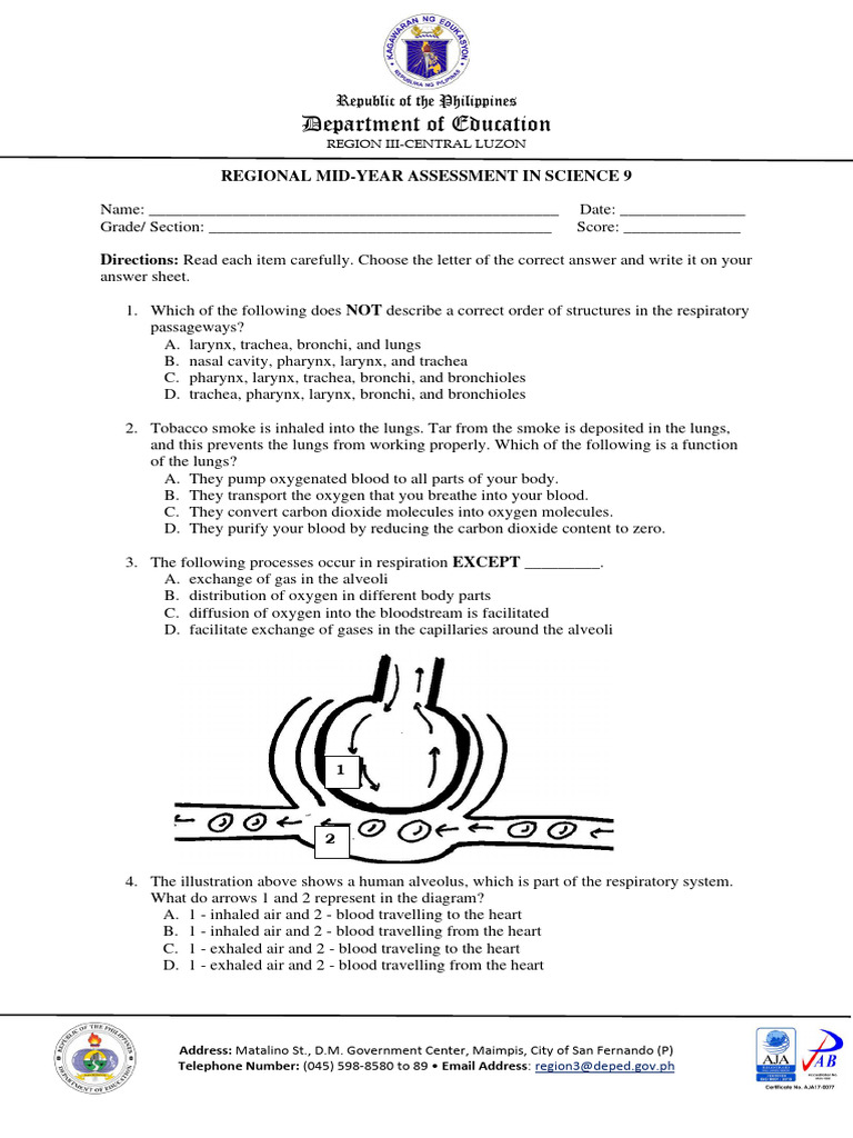 RQA Finalized Assessment Science 9 | PDF