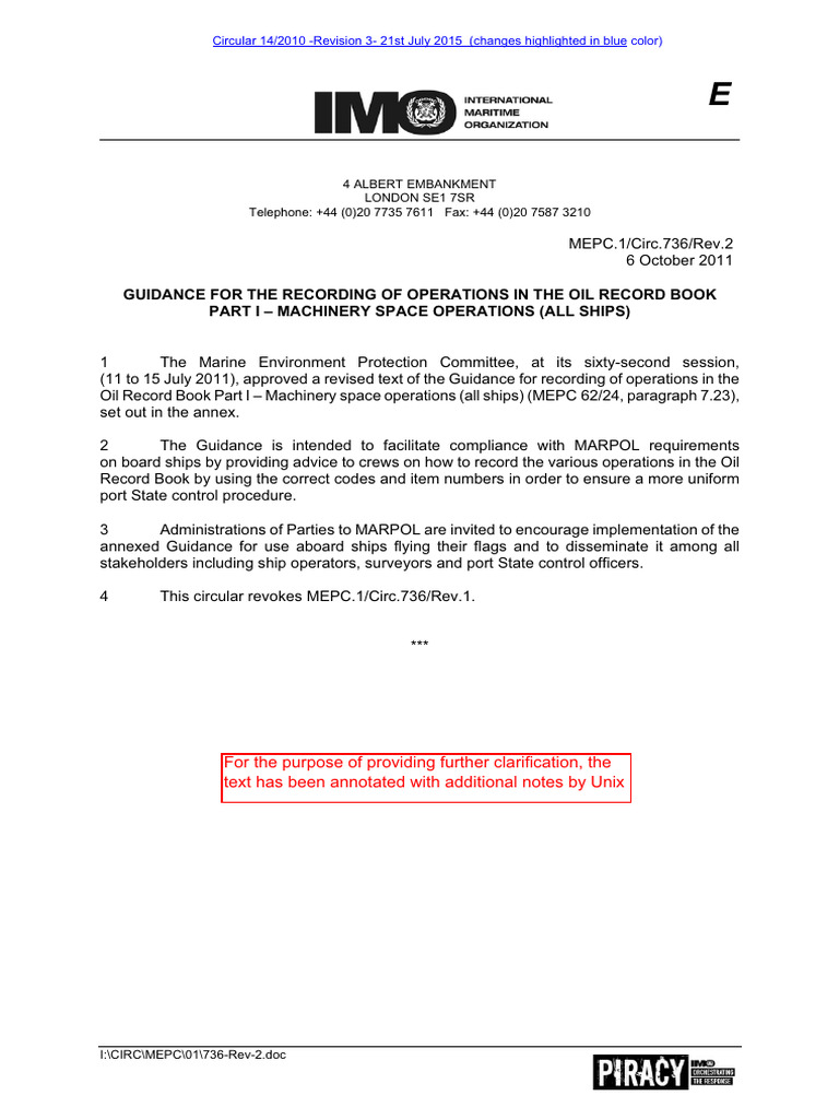 Guidance 150721 MEPC.1-Circ.736-Rev.3 | PDF
