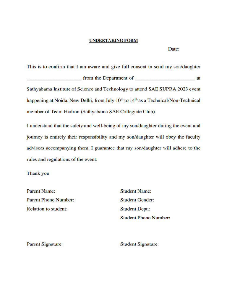UNDERTAKING FORM | PDF