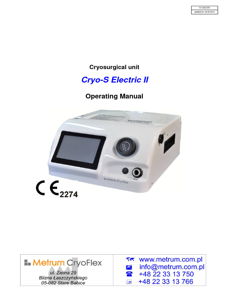 M029 Metrum Cryo-S Electric II Operation Manual | PDF