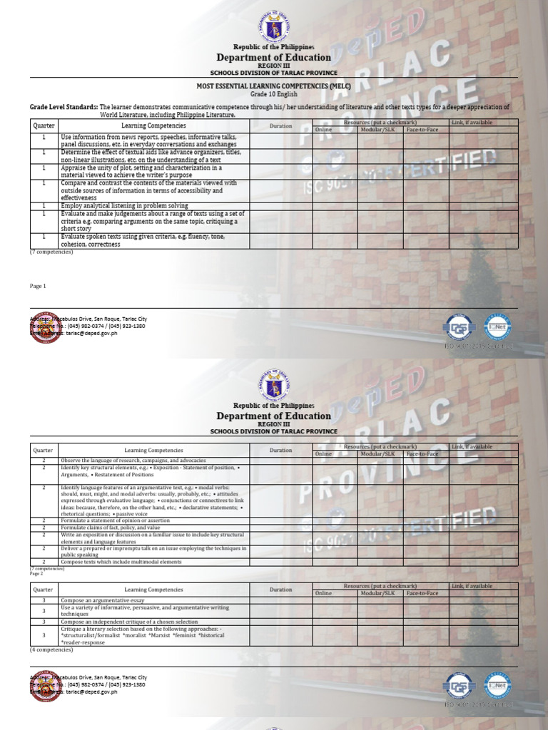 Melc 10 | PDF | Learning | Human Communication