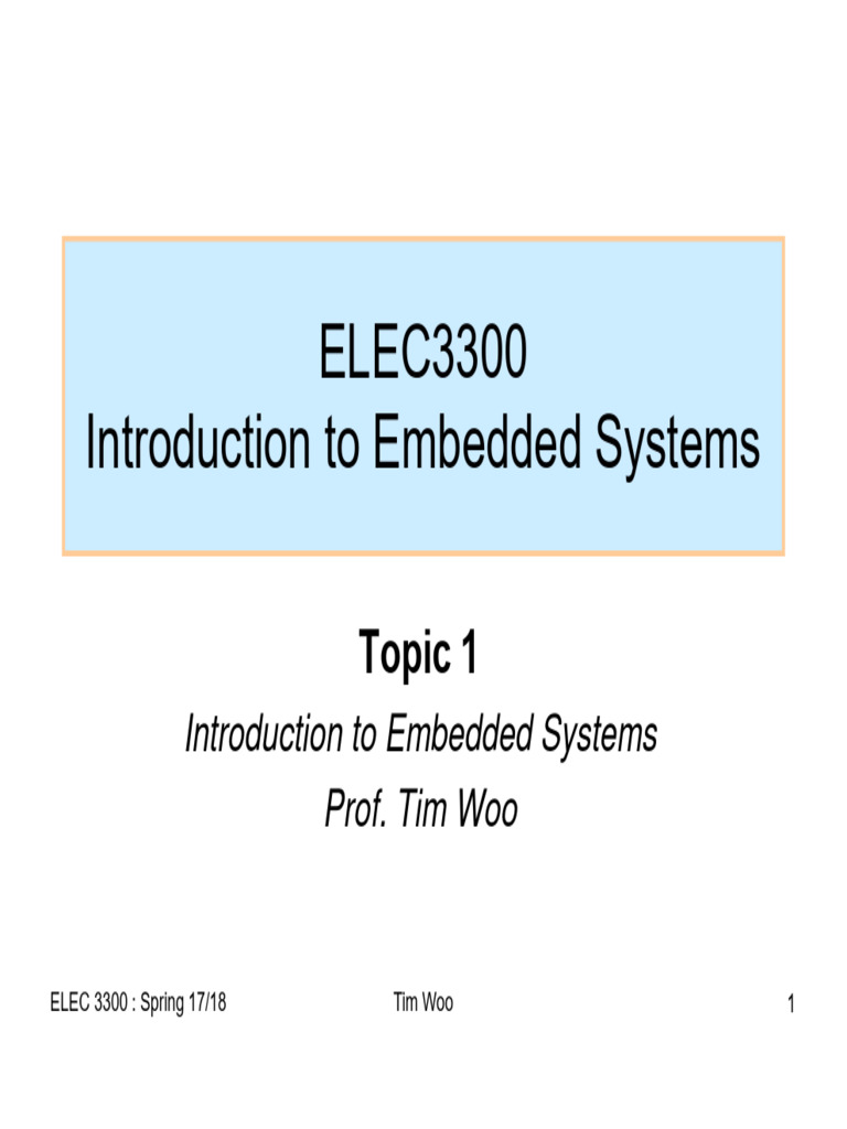 ELEC3300 - 01 Introduction To Embedded Systems | PDF