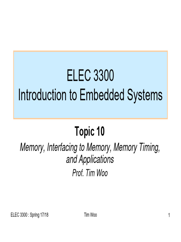 ELEC3300 10-Memory Interface | PDF | Random Access Memory | Dynamic Random Access Memory