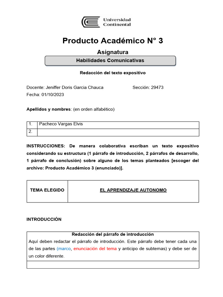 Producto Académico 3 Habilidades Comunicativas | PDF | Aprendizaje | Maestros