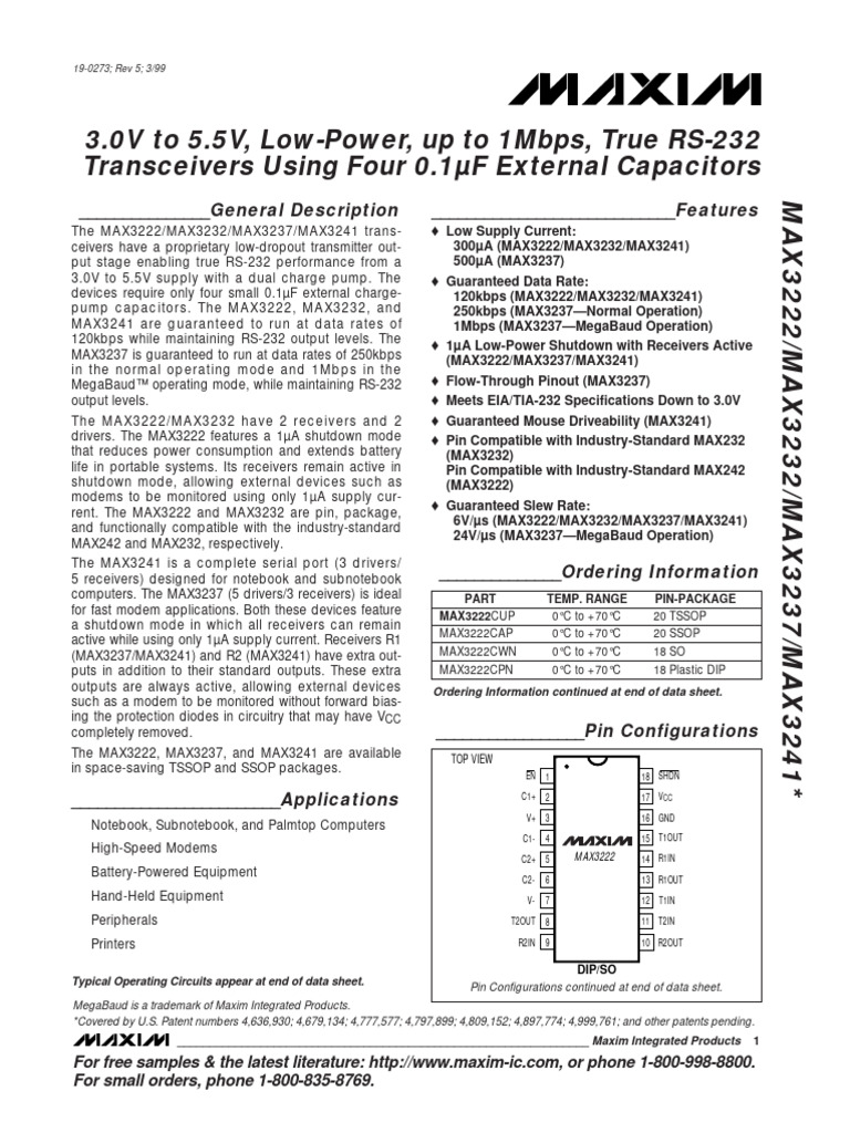 MAX232 - TTL Convertor Datasheet | PDF