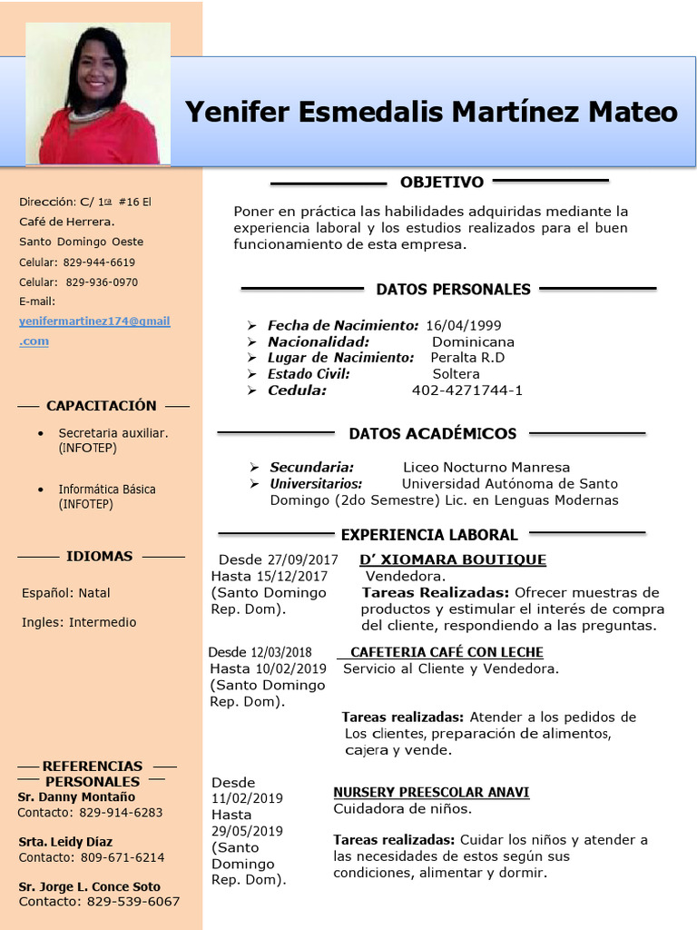Curriculum Vitae Yenifer Martinez Mateo | PDF