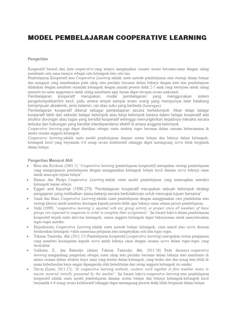 Model Pembelajaran Cooperative Learning | PDF