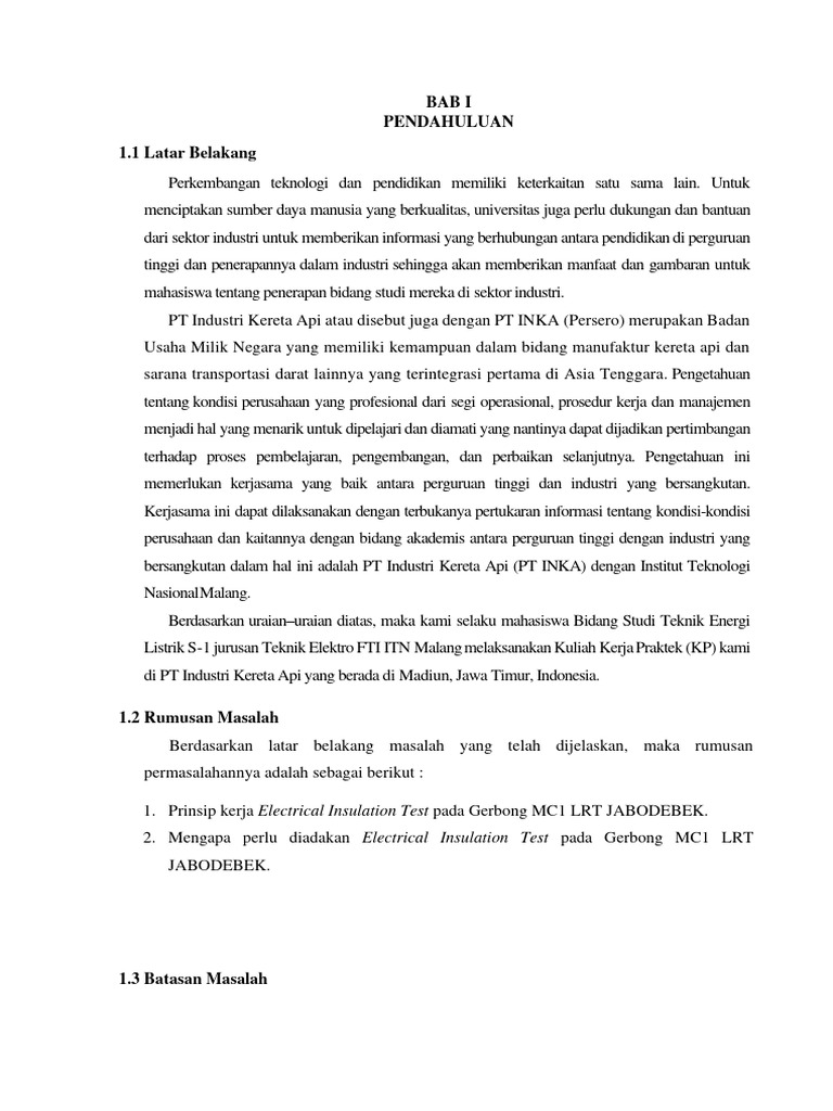 Electrical Insulation Test (LRT JABODEBEK) | PDF