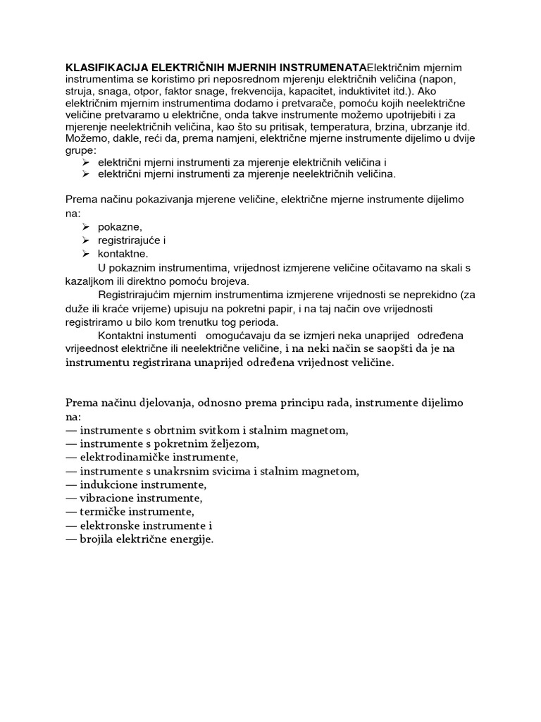 2.klasifikacija Mjernih Instrumenata | PDF