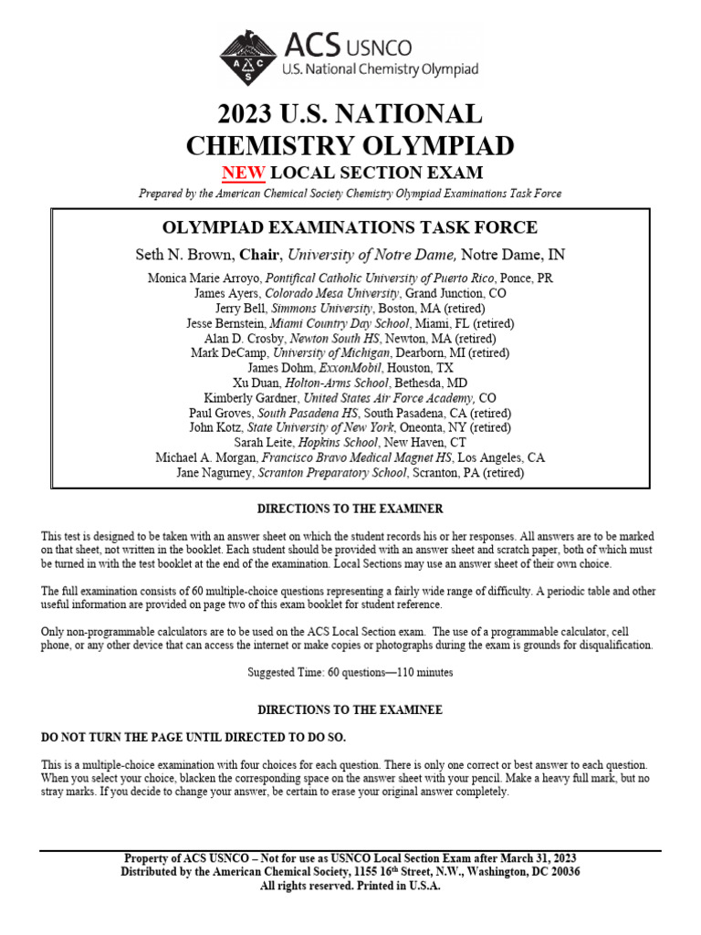 2023 Usnco Local Exam New | PDF