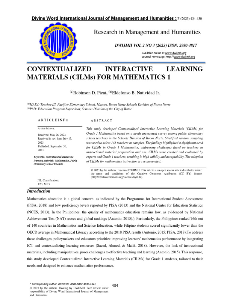 Contextualized Learning Materials for Grade 1 Math | PDF