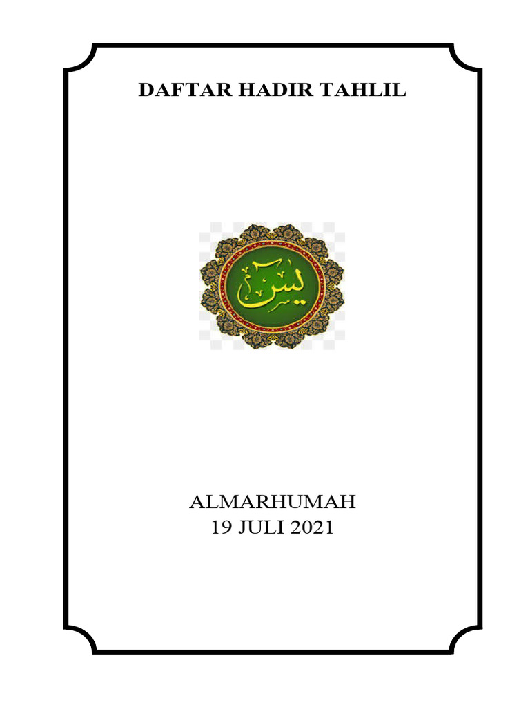 Daftar Hadir Tahlil 19 Juli 2021 | PDF