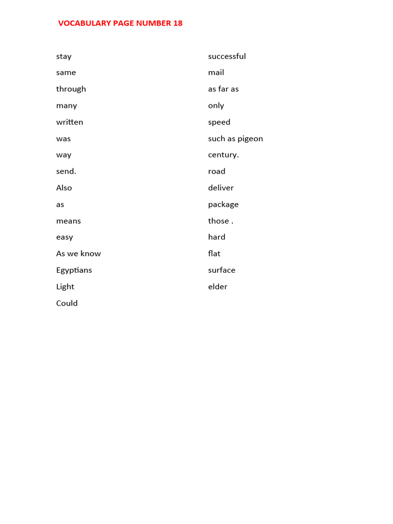Vocabulary Page Number 18 | PDF