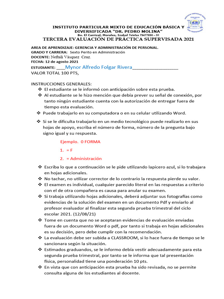 6.to Ev. Trimestral Mynor Folgar | PDF | Business | Gestión de recursos ...