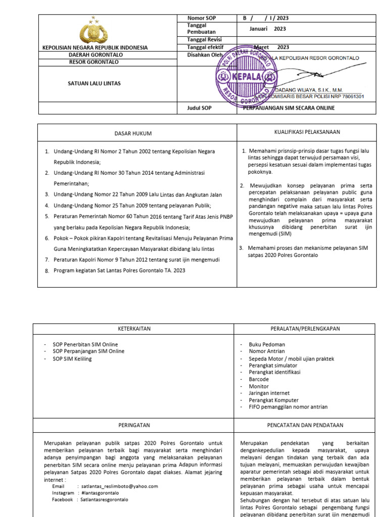 SOP Perpanjangan Sim Online 2023 | PDF