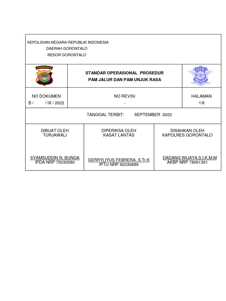 Sop Pam Jalur Pam Unjuk Rasa Pdf