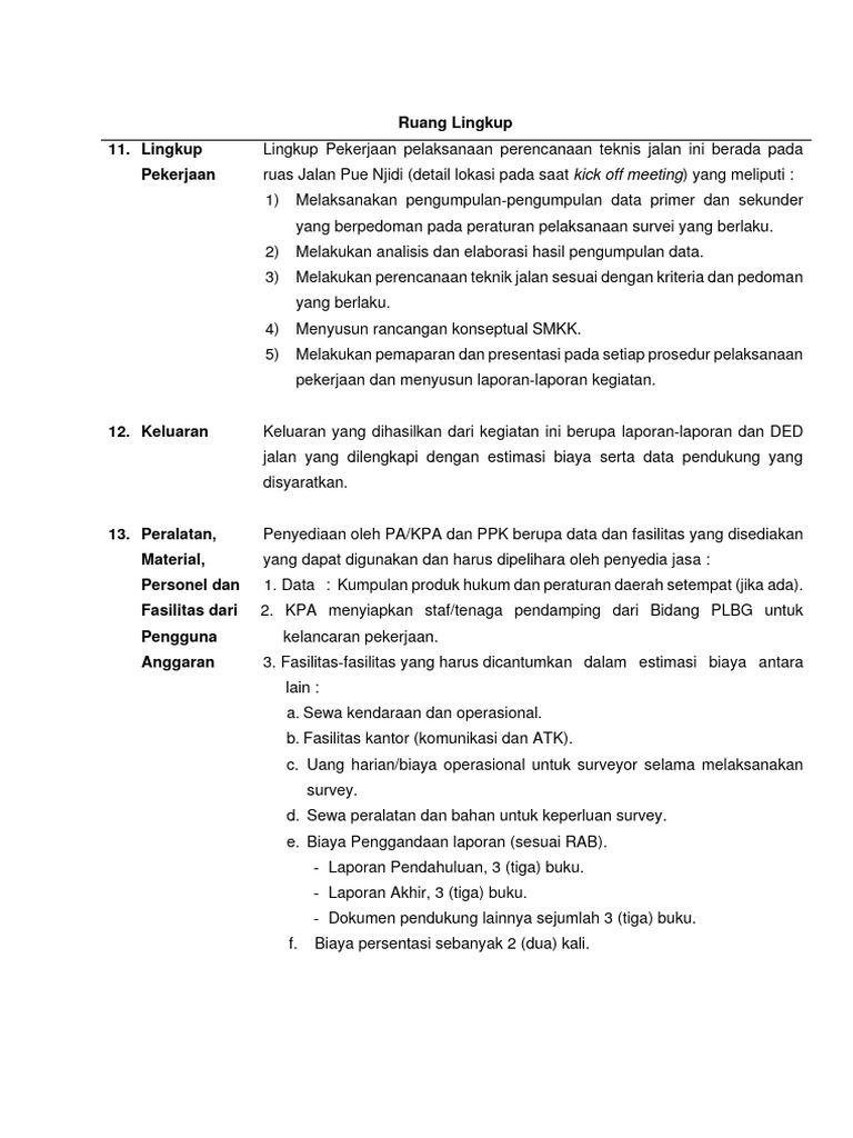 Ruang Lingkup PEKERJAAN | PDF