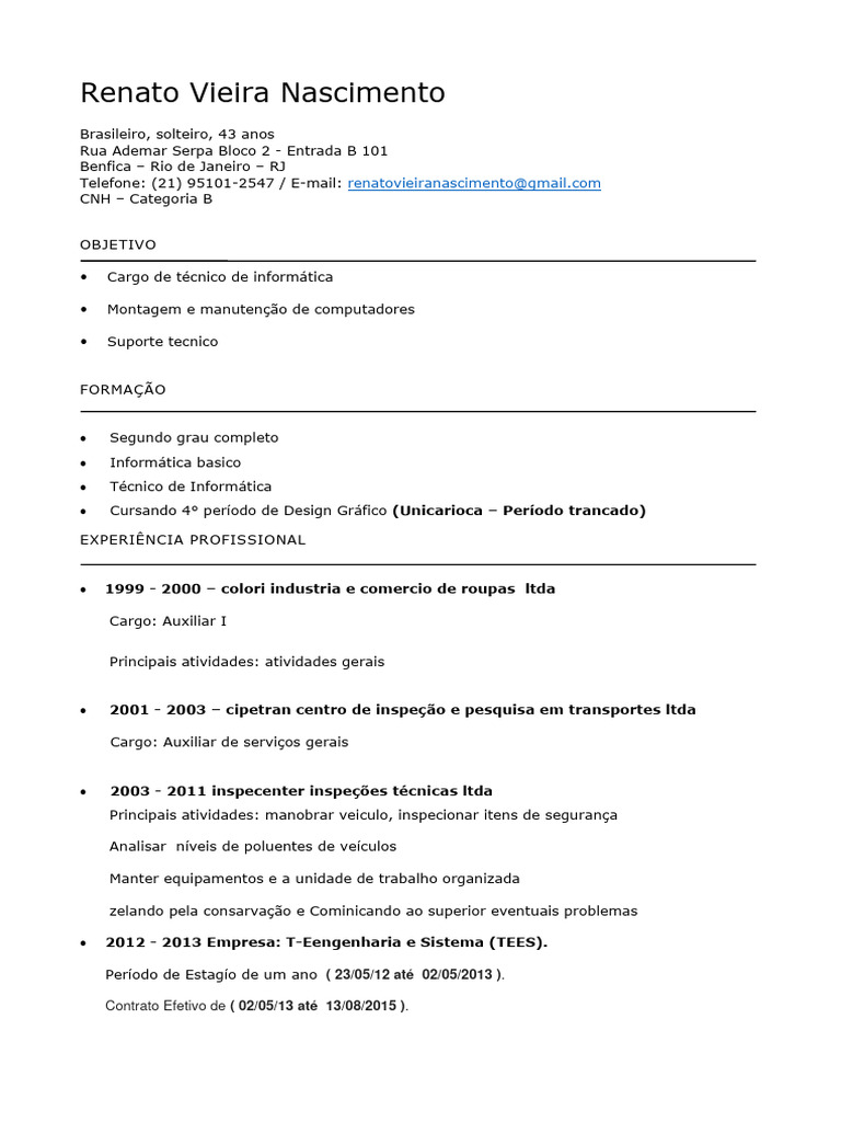 Curriculum Renato Vieira | PDF