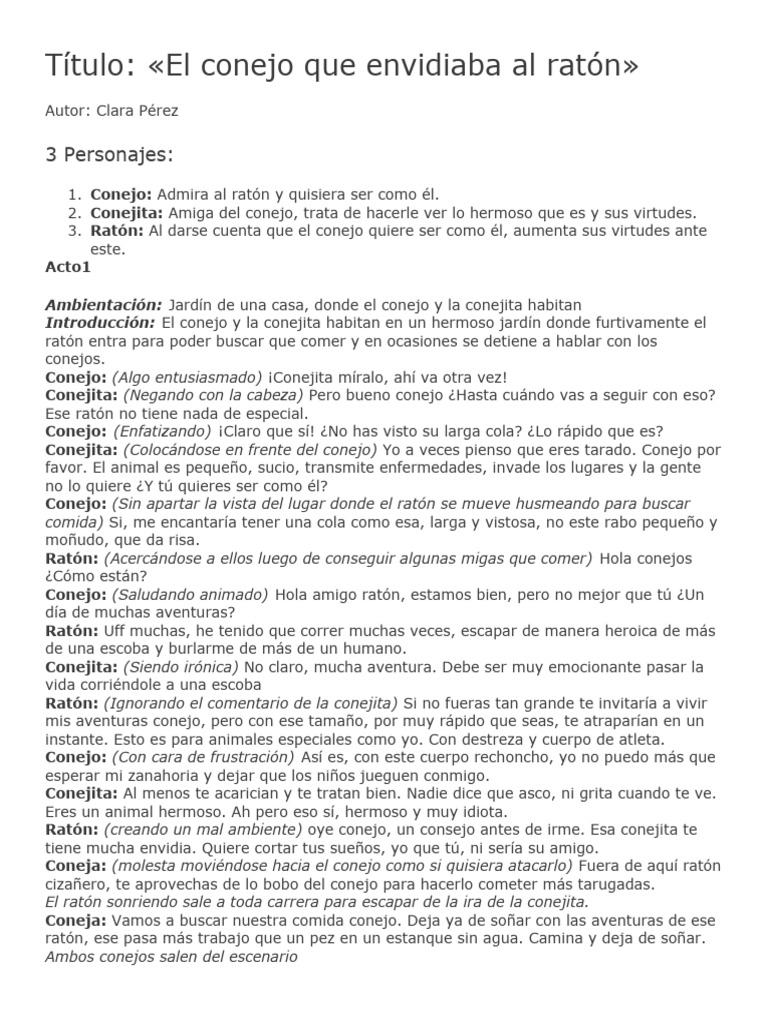 El conejo que envidiaba al ratón | PDF
