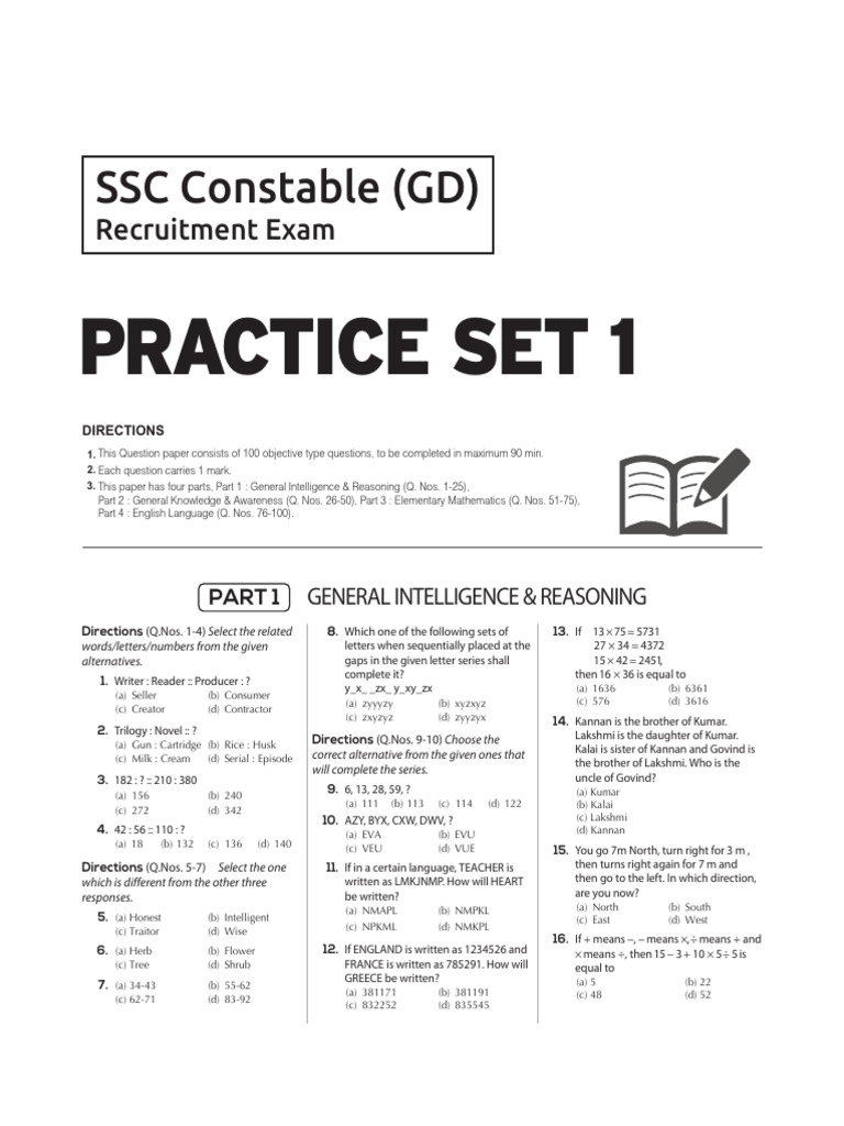 SSC Constable Practice Set | PDF