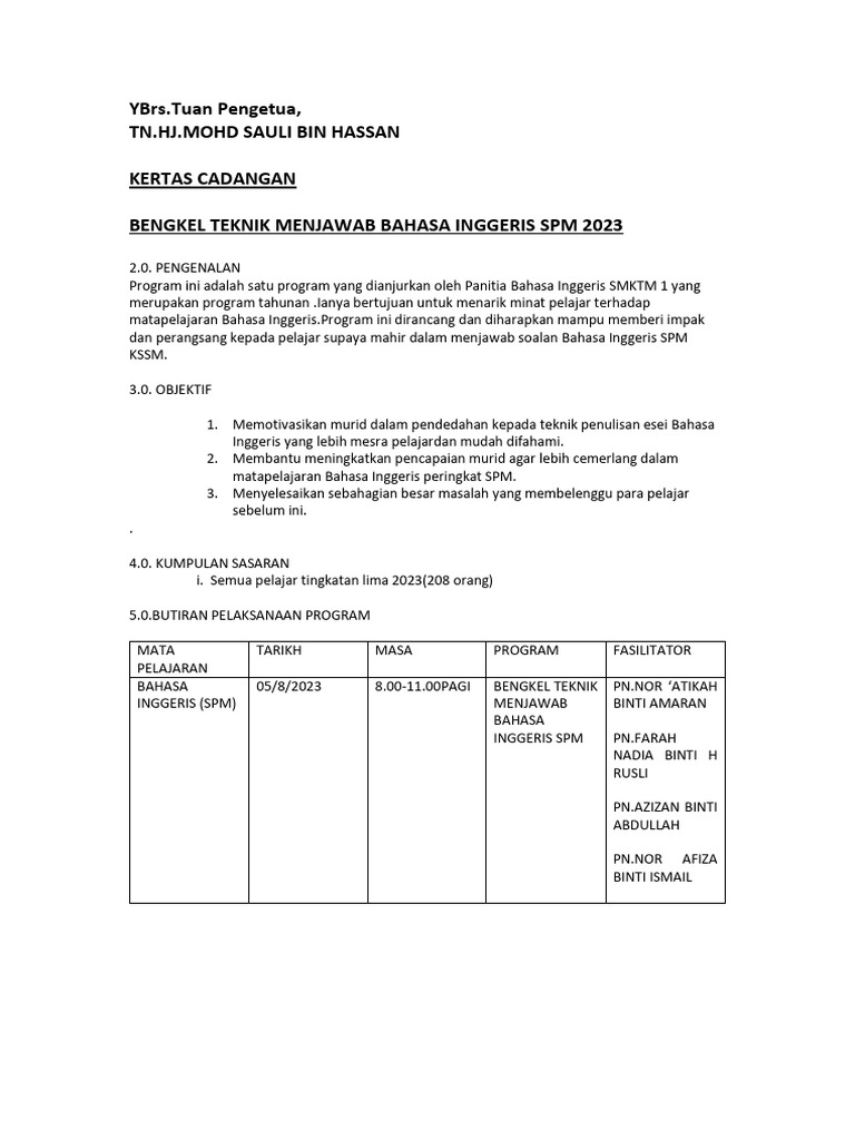 Bengkel Teknik Menjawab Bahasa Inggeris SPM 2023 | PDF