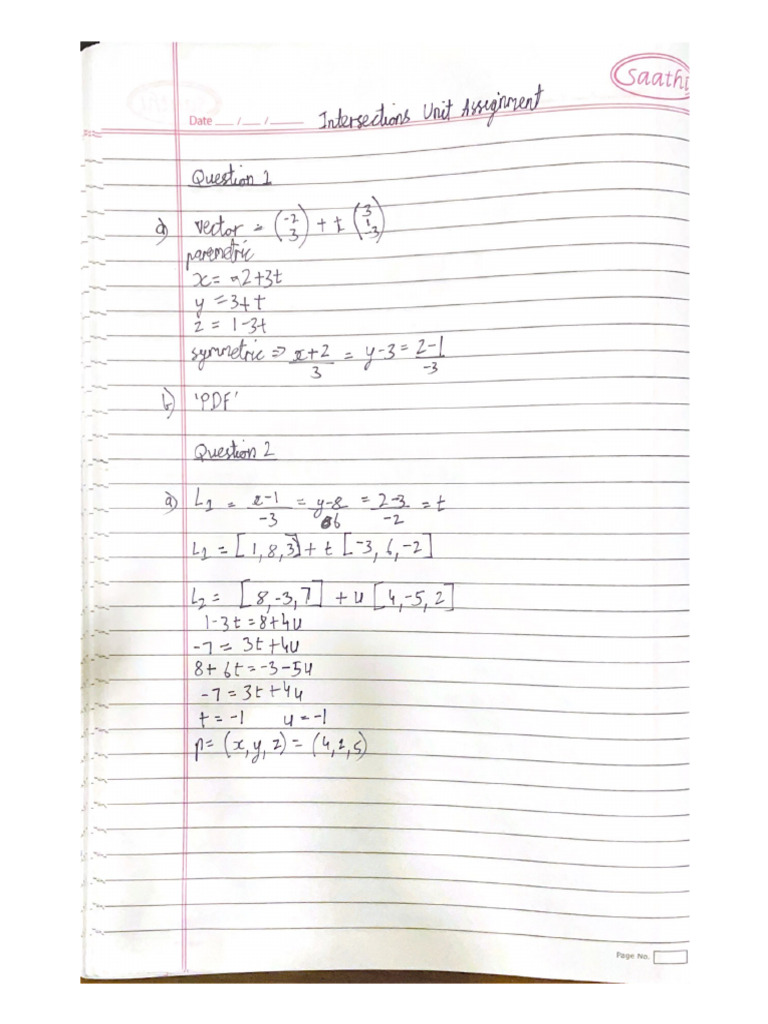 Intersections Unit Assignment Written Work | PDF