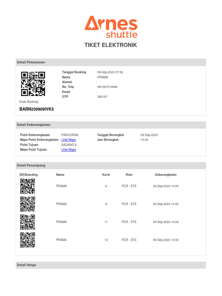 E-Tiket Arnes - Barn230909ivk5 | PDF