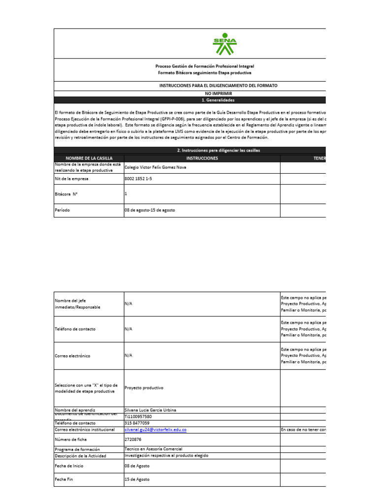 EXCEL BITACORA°No.1 | PDF