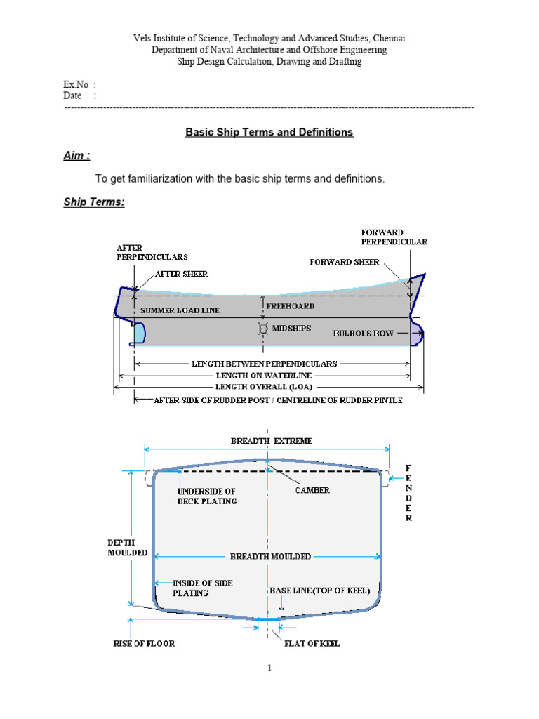 Ex No-1 - Principal Particulars | PDF | Buoyancy | Hull (Watercraft) Ex No-1 - Principal Particulars | PDF | Buoyancy | Hull (Watercraft)