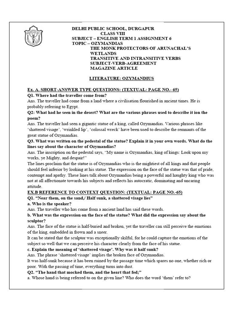 Class 8 Assignment 6 2023-24 | PDF