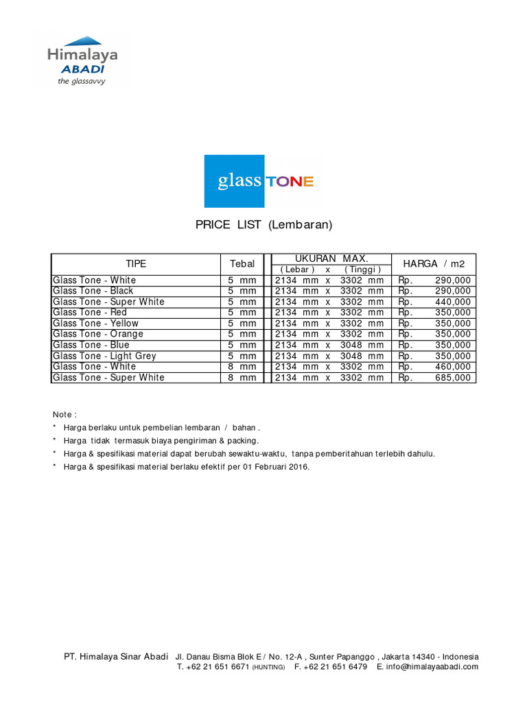 GLASS TONE - Lembaran | PDF