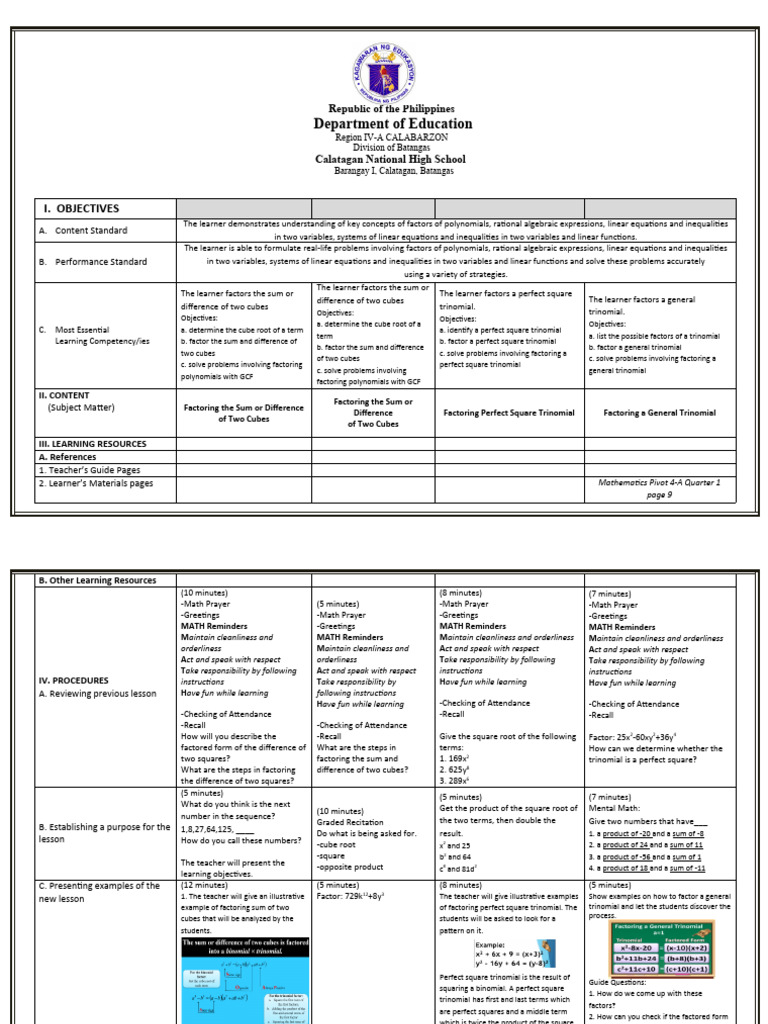 Week 3 Math | PDF | Factorization | Equations