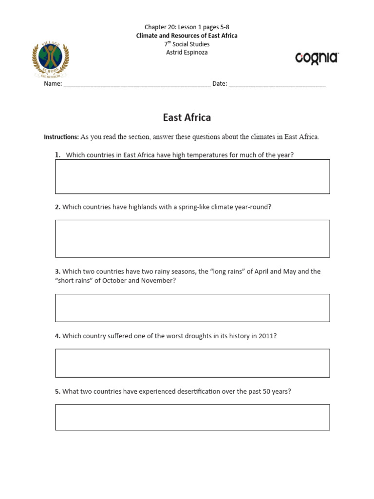 East Africa Climate for 7th Graders | PDF