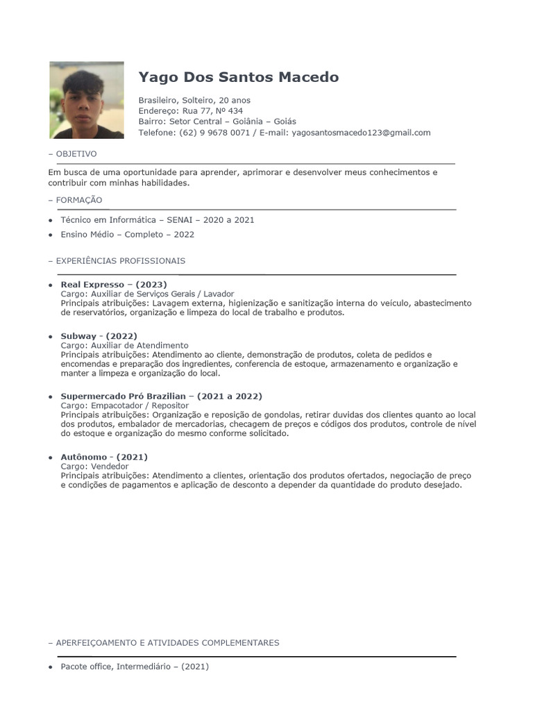 CV - Yago Dos Santos Macedo | PDF