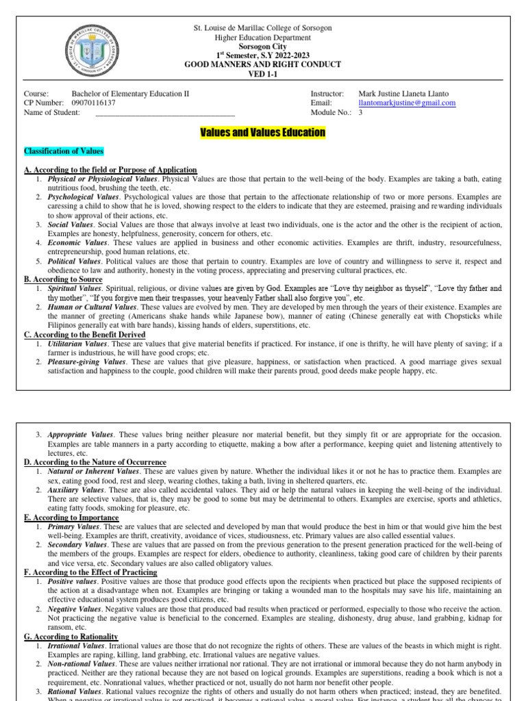Module 3 - Good Manners Right Conduct | PDF