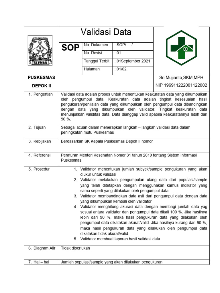 SOP Validasi | PDF