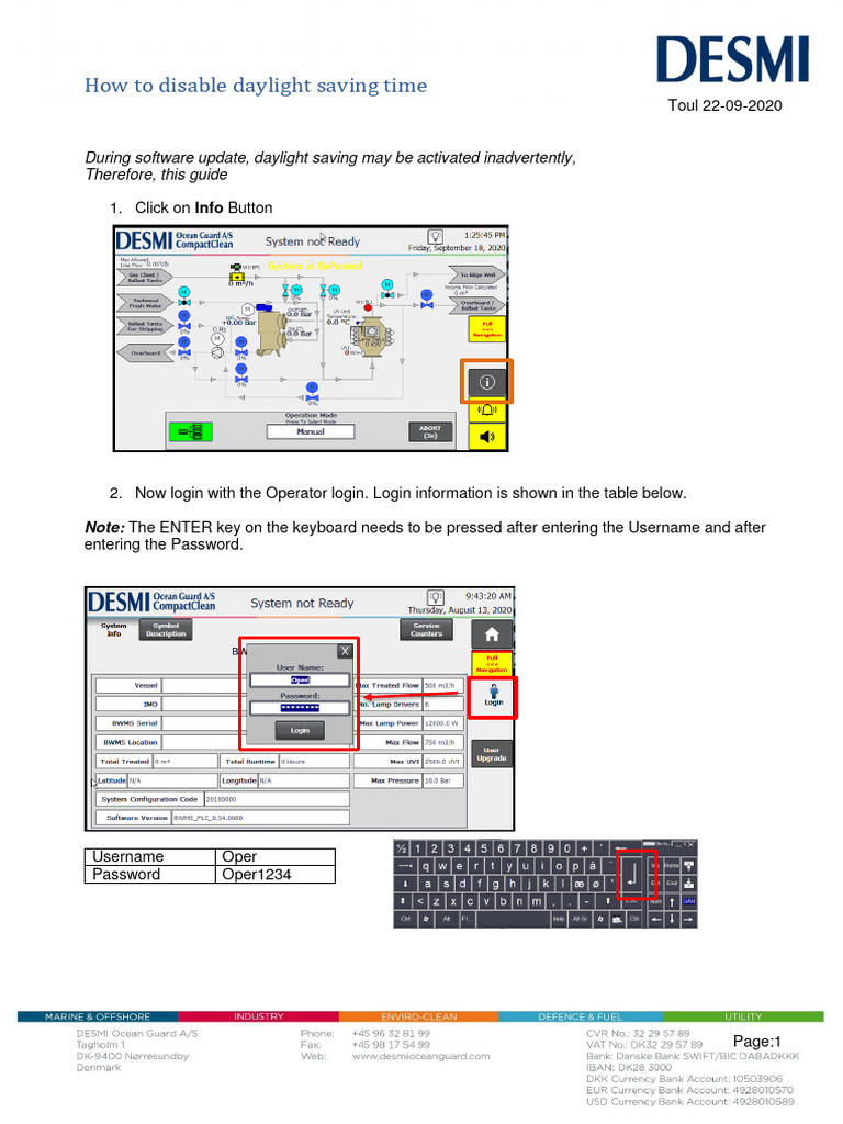 BWTS - How To Disable Daylight Saving Time and The Time Zone | PDF