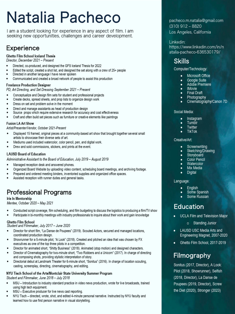 Natalia Pacheco Resume 2023 | PDF