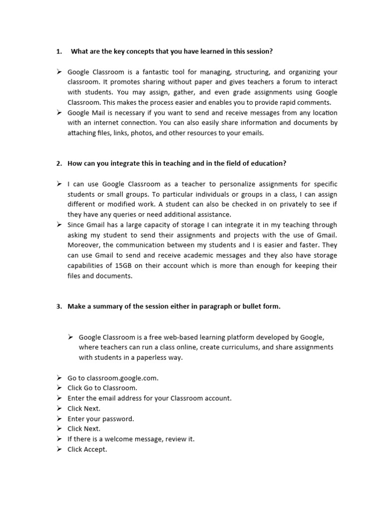 Navigating The Google Classroom and Google Mail | PDF