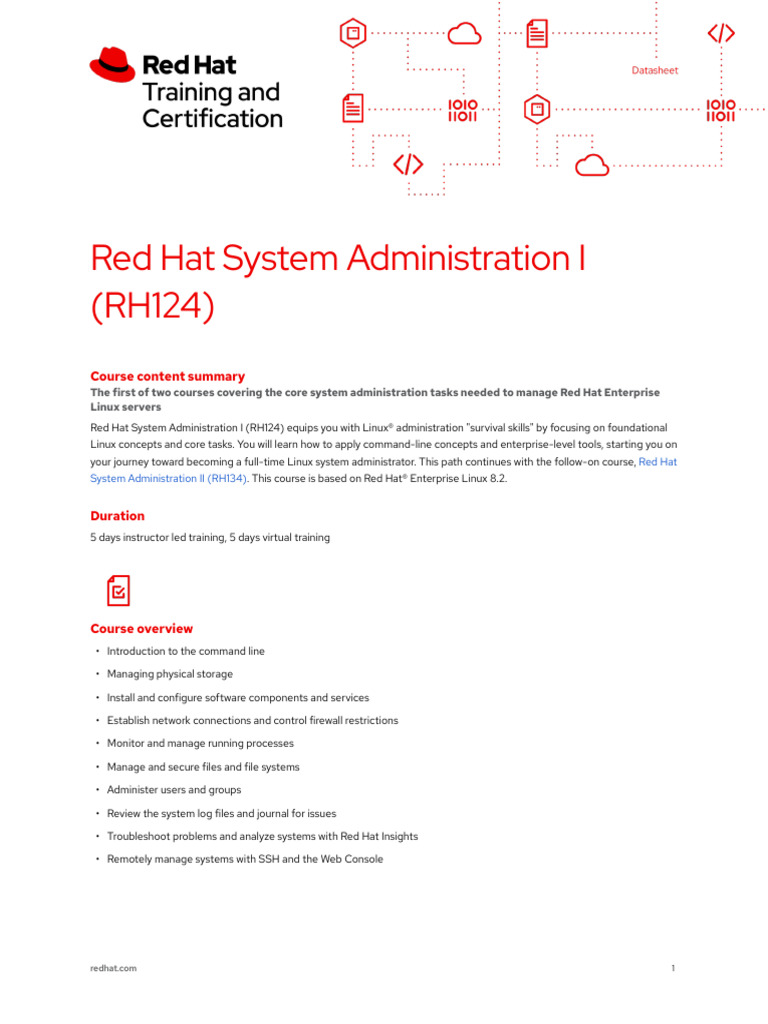 Datasheet RH124 | PDF | System Administrator | Linux