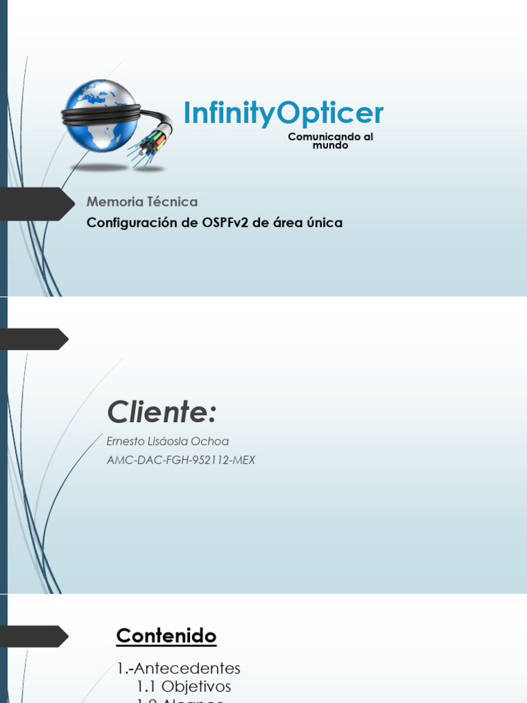 Configuración OSPFv2 Área Única | PDF | Enrutador (Computación) | Protocolos de red