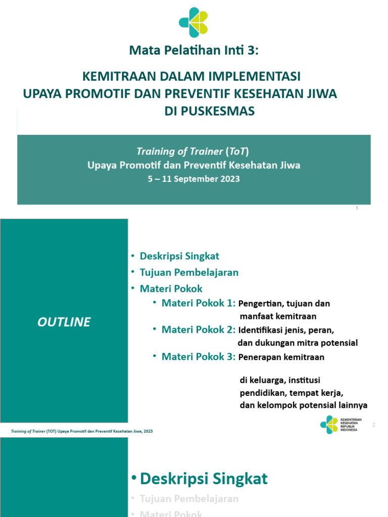 MPI 3 Kemitraan Dalam Implementasi Upaya Promotif-Preventif Kesehatan Jiwa Di Puskesmas | PDF
