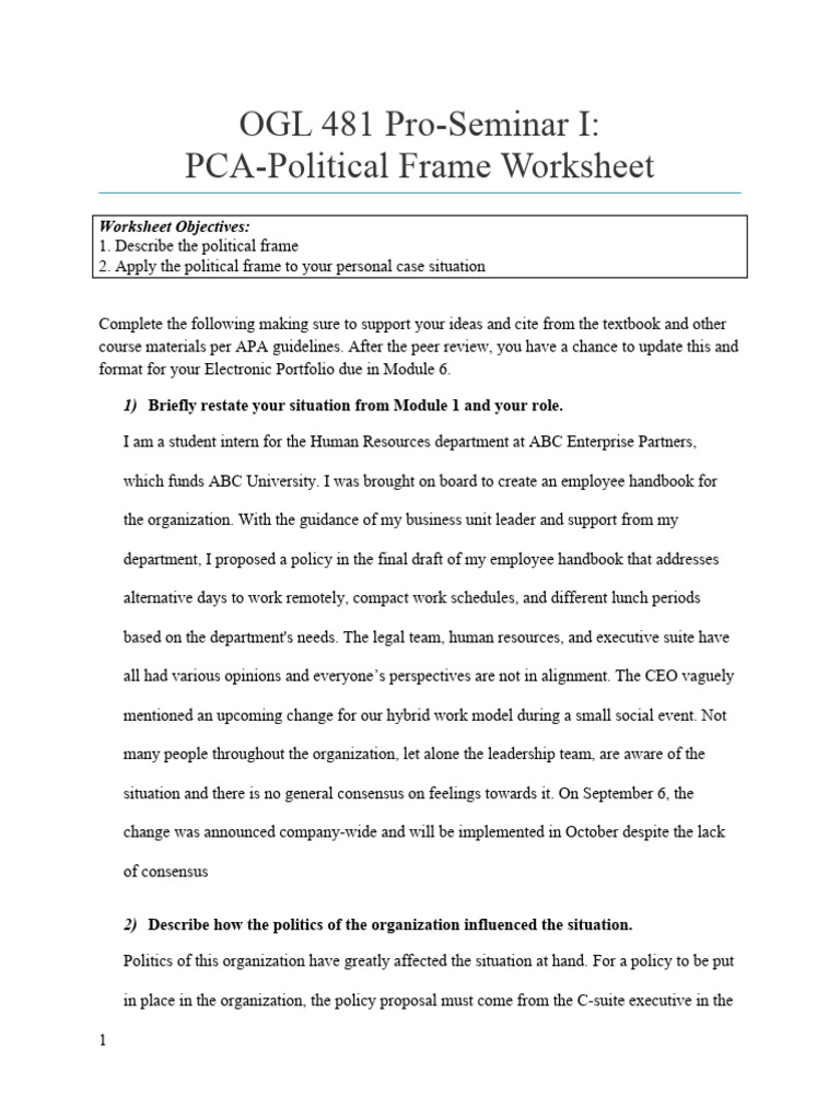 4 Political Frame Worksheet | PDF