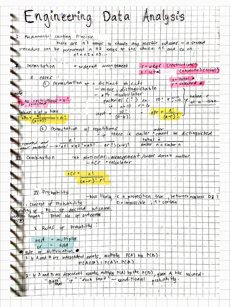 Engineering Data Analysis Notes - 230609 - 185913 | PDF