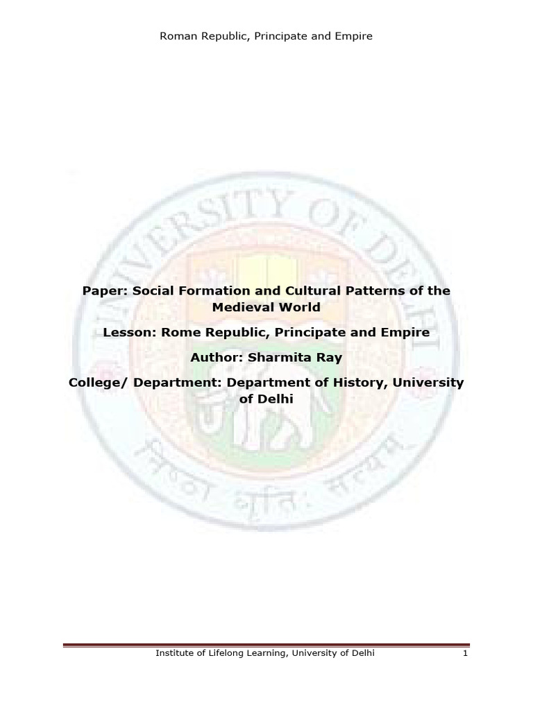 Rome Republic, Principate and Empire | PDF | Roman Empire | Romulus And ...