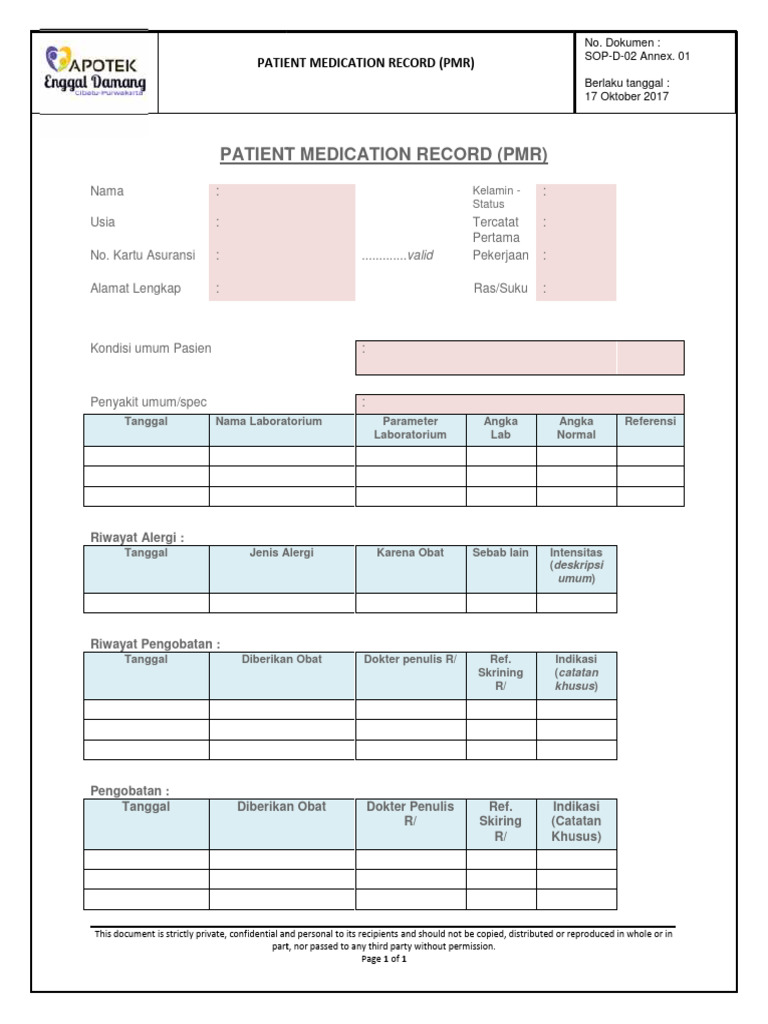 D-02-Annex 01 Patient Medication Record | PDF