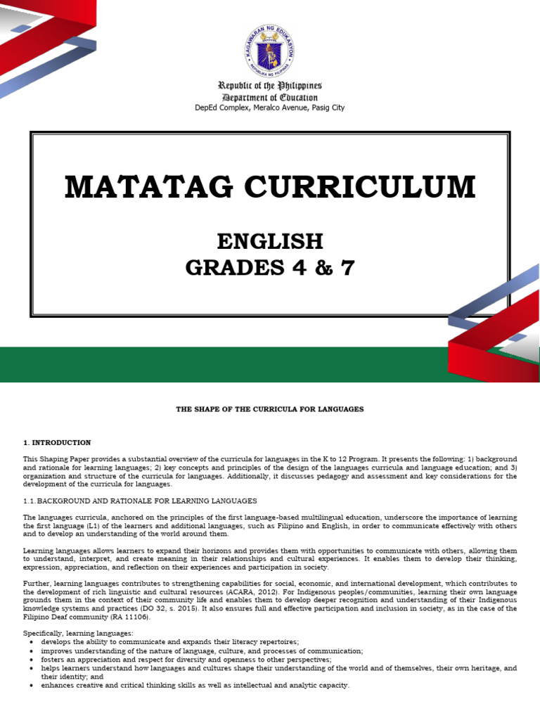 Matatag English CG g4 and 7 | PDF