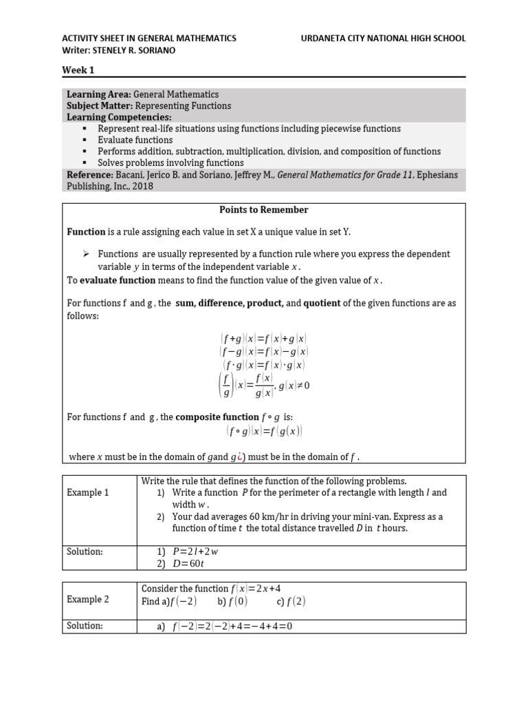 Gen Math Week-1-ACTIVITY-SHEET | PDF