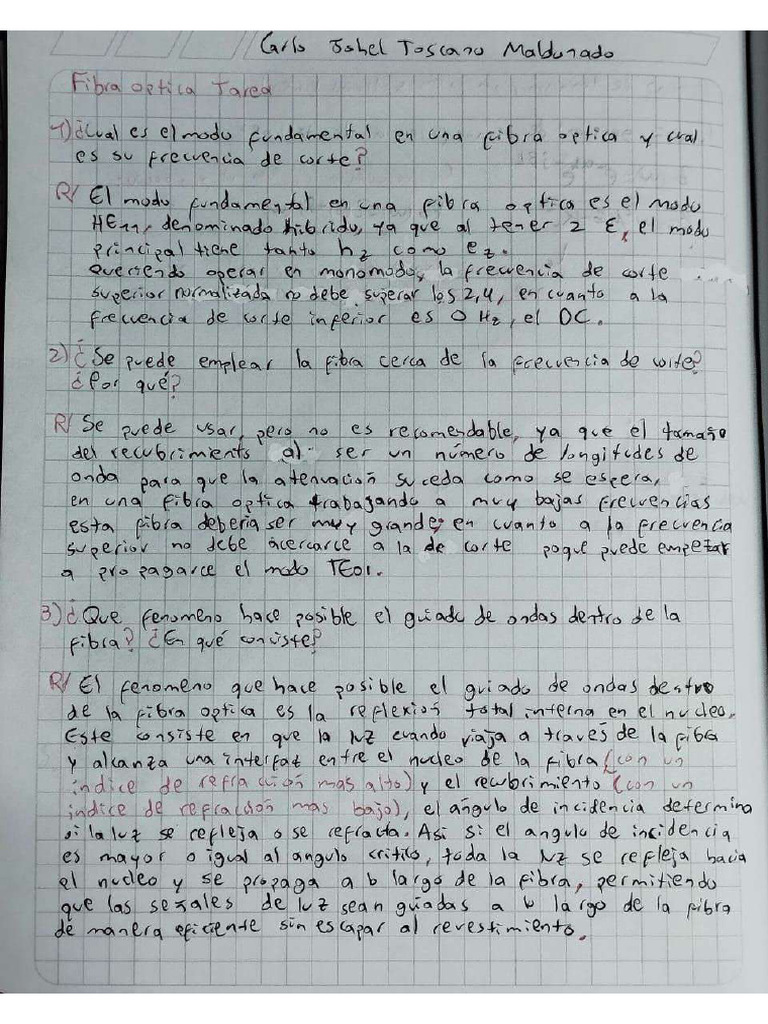 Tarea Fibra Optica | PDF Tarea Fibra Optica | PDF
